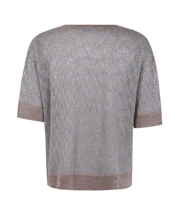 D.exterior Patterned Short-sleeve Knitted Sweater