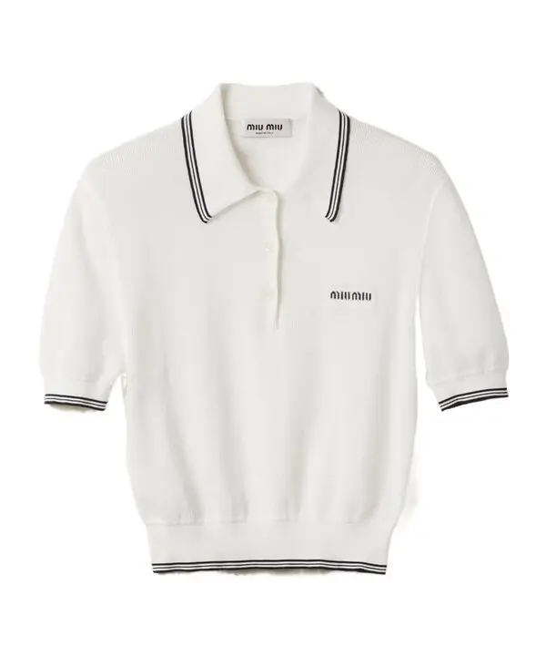 Miu Miu Cotton Jersey Polo Shirt - White