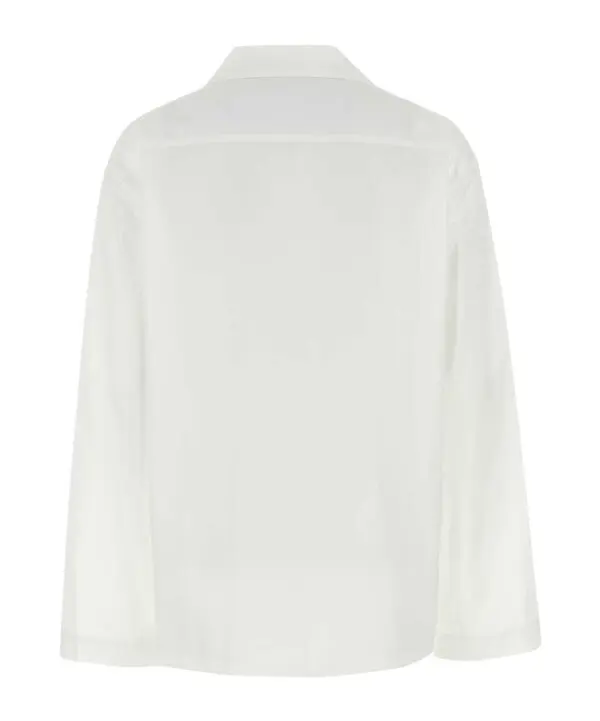 Miu Miu Cotton Poplin Shirt With Embroidered Logo - White