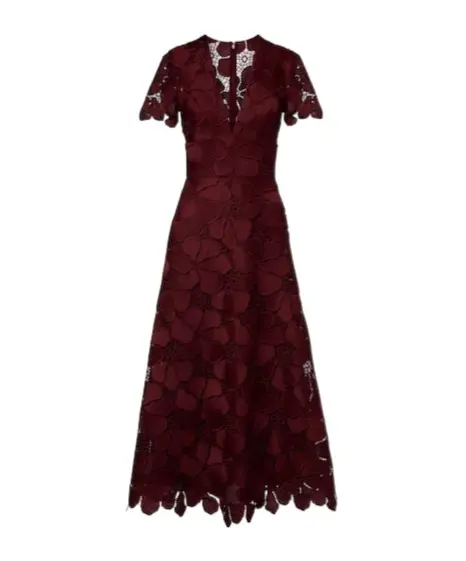 Elie Saab Guipure Lace Silk-blend Maxi Dress - Brown