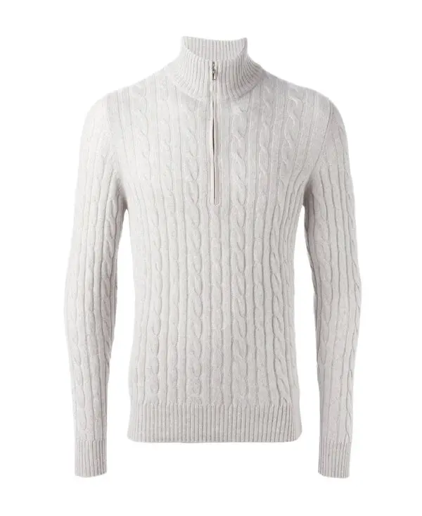 Loro Piana Zip Detailed Long-sleeved Knitted Jumper - White
