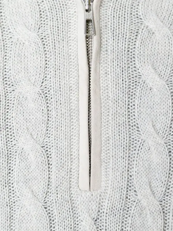 Loro Piana Zip Detailed Long-sleeved Knitted Jumper - White