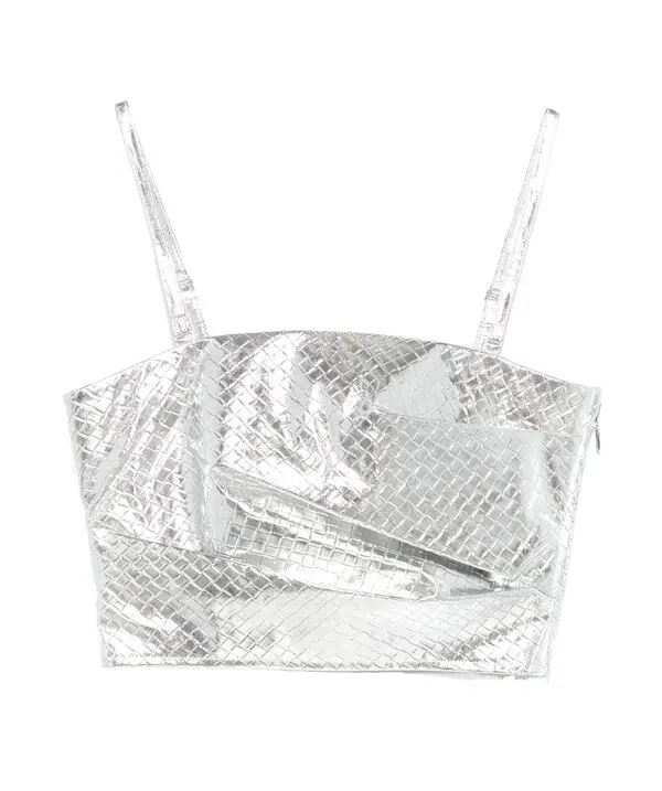 ROTATE BY BIRGER CHRISTENSEN Draped Braided Top - Silver