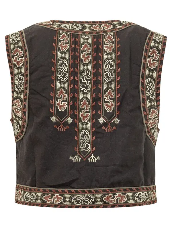 Ba&sh Fosca Embroidered Vest Jacket