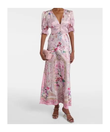 Camilla Lace-trimmed Printed Silk Midi Dress