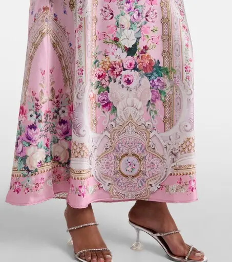 Camilla Lace-trimmed Printed Silk Midi Dress