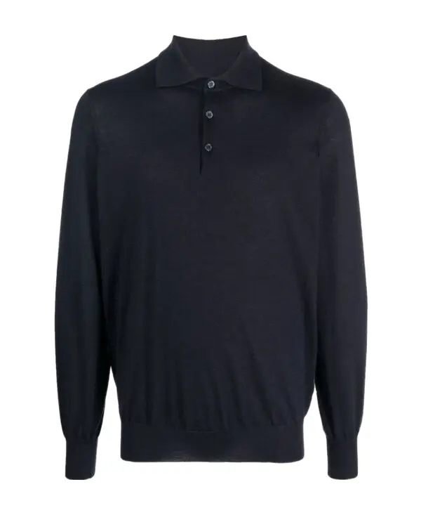 Brunello Cucinelli Long Sleeve Polo Shirt - Black