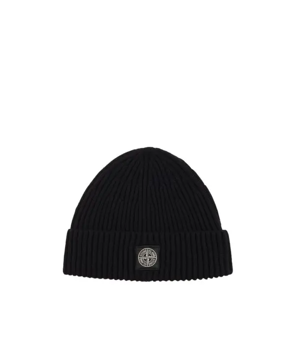 Stone Island Ribbed Beanie With Logo Detail