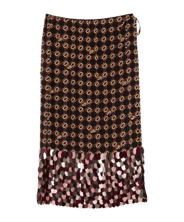 Dries Van Noten Embroidered Midi Skirt - Navy