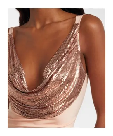 Rabanne Chainmail Satin Gathered Gown