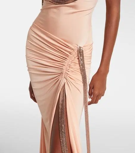 Rabanne Chainmail Satin Gathered Gown