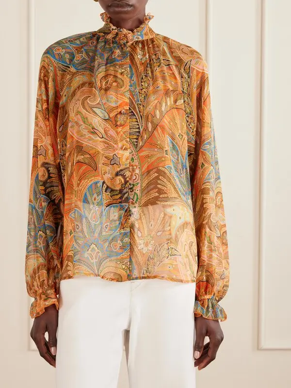 Etro Ruffled Paisley Print Shirt