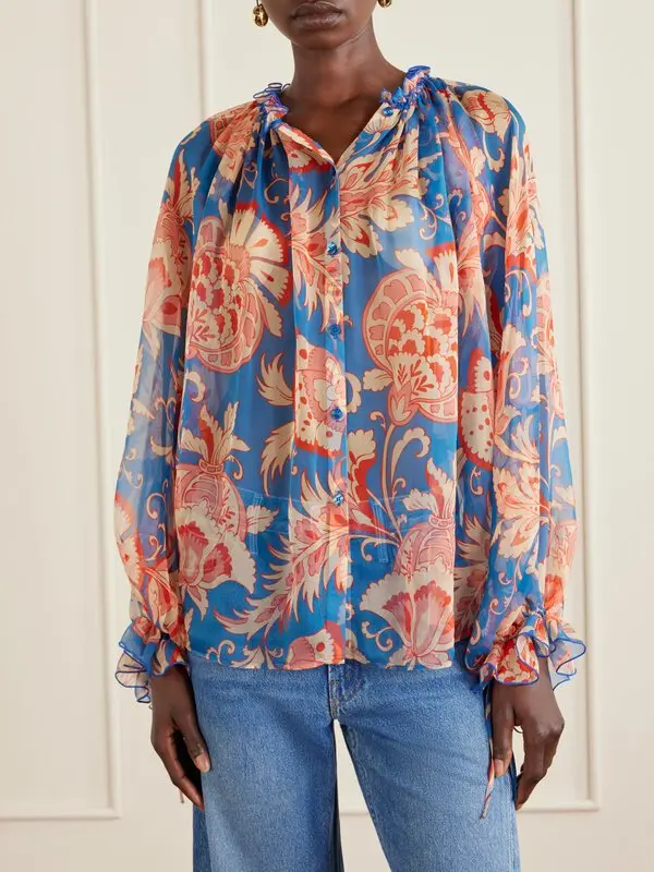 Etro Printed Ruffle Shirt