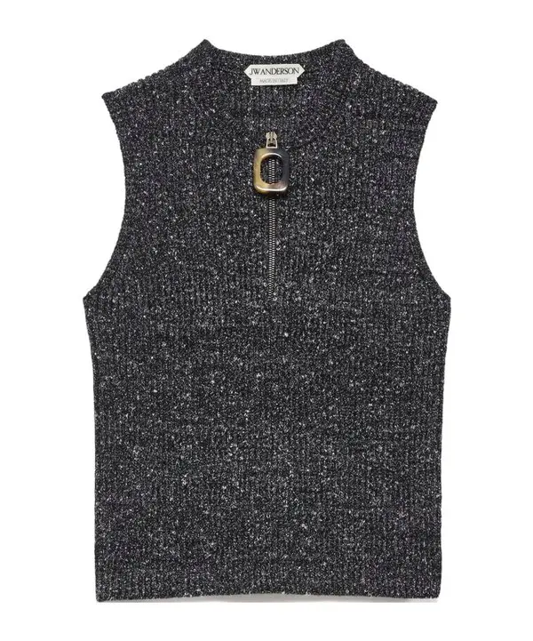 J.W.ANDERSON Ribbed-knit Zip-up Vest - Black