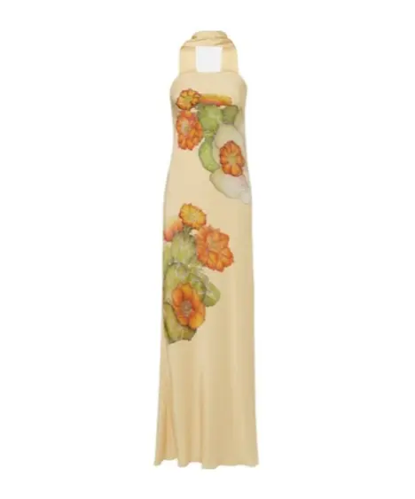 RODARTE Scarf-detail Floral Silk Crepe Gown - Nude