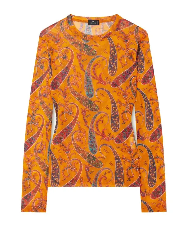 Etro Paisley Print Mesh Top