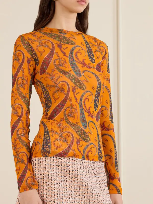 Etro Paisley Print Mesh Top