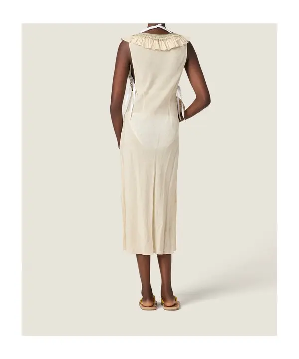 Miu Miu Embroidered Marocain Crepe Dress