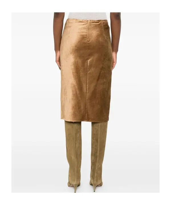 FORTE_FORTE Stretch Velvet Pencil Skirt With Front Vents