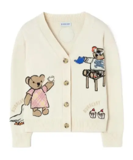 Burberry Tea Party Cotton Blend Cardigan - Ivory