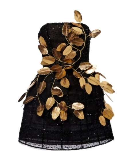 Oscar De La Renta Embellished Sequin Strapless Mini Dress - Black