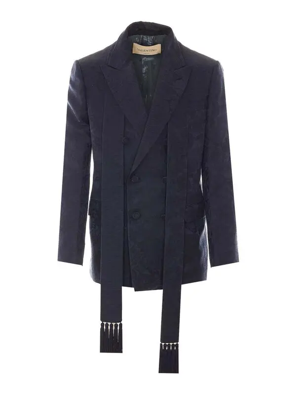 Valentino Garavani Long-sleeved Jacket With Tie Detail - Black
