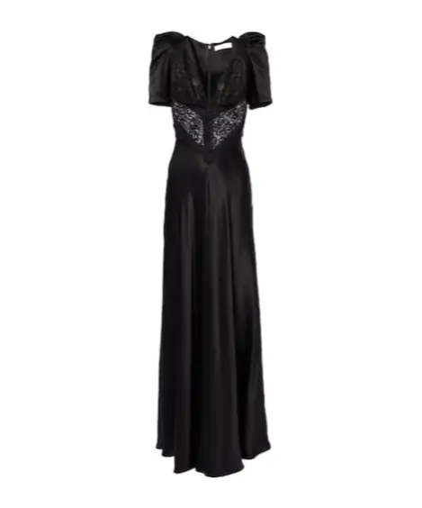 RODARTE Lace-trimmed Silk Charmeuse Gown - Black