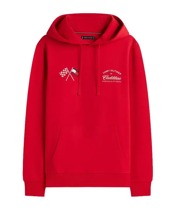 Tommy Hilfiger Long Sleeve Hooded Sweatshirt - Red