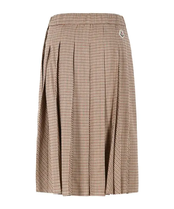 Moncler Microcheck Pleated Midi Skirt
