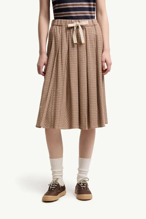 Moncler Microcheck Pleated Midi Skirt