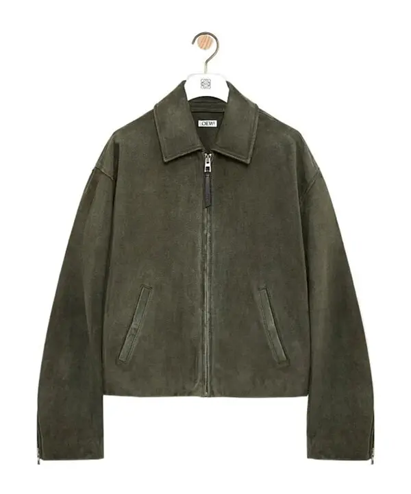 Loewe Zip-up Jacket In Suede Lambskin