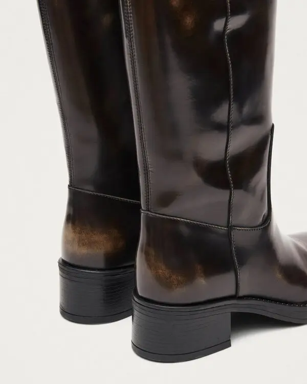 ALOHAS Round Toe Block Heel Boots