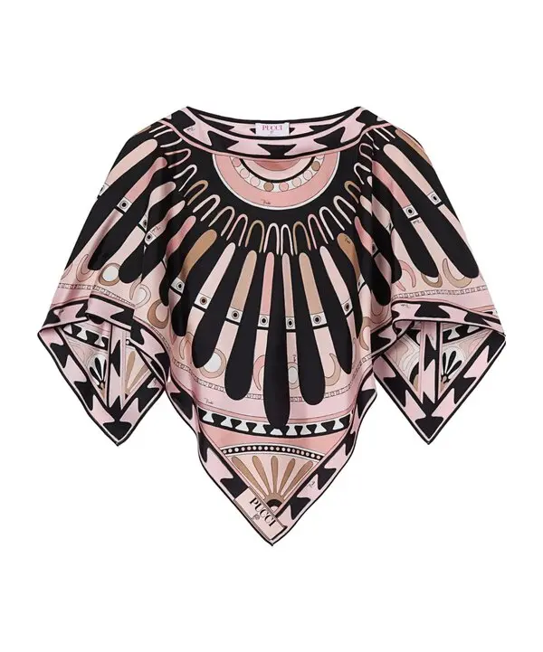 Emilio Pucci Printed Silk Poncho Top
