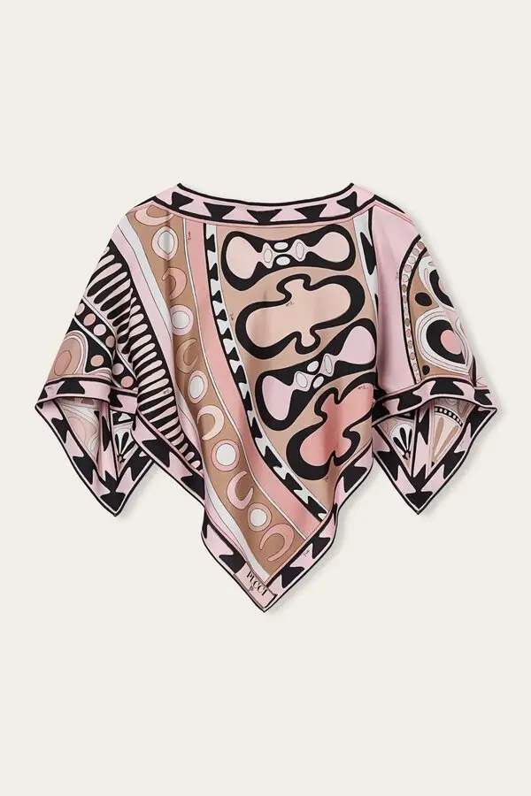 Emilio Pucci Printed Silk Poncho Top
