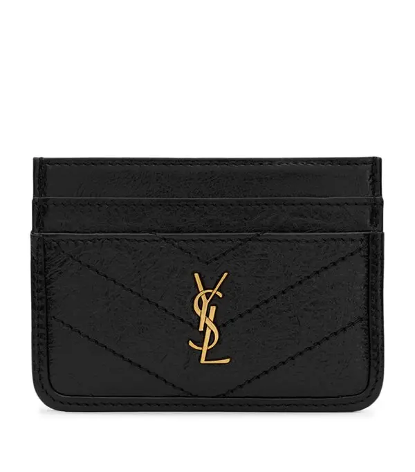 Saint Laurent Calfskin Cassandre Card Holder - Black
