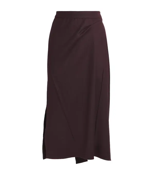 Victoria Beckham Wool Pressed Tailored Midi Skirt - Brown
