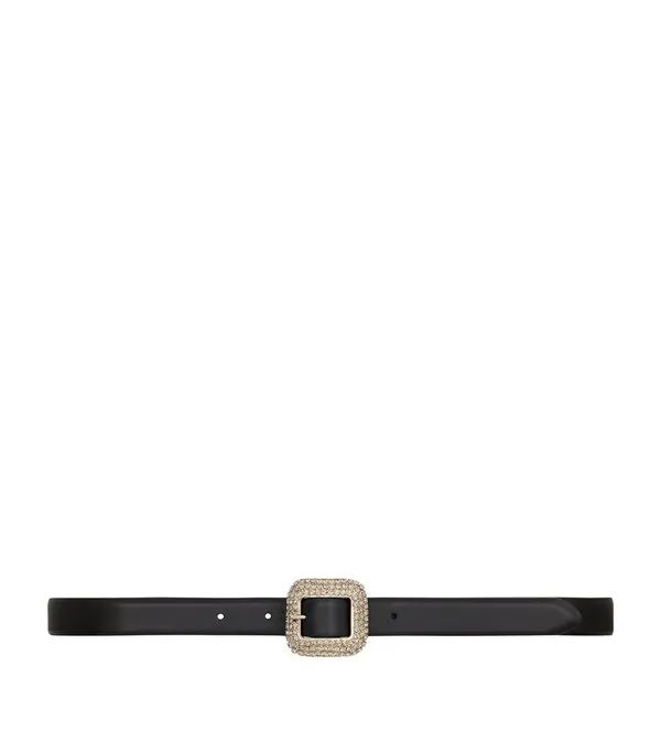 Saint Laurent Calfskin Embellished Belt - Black