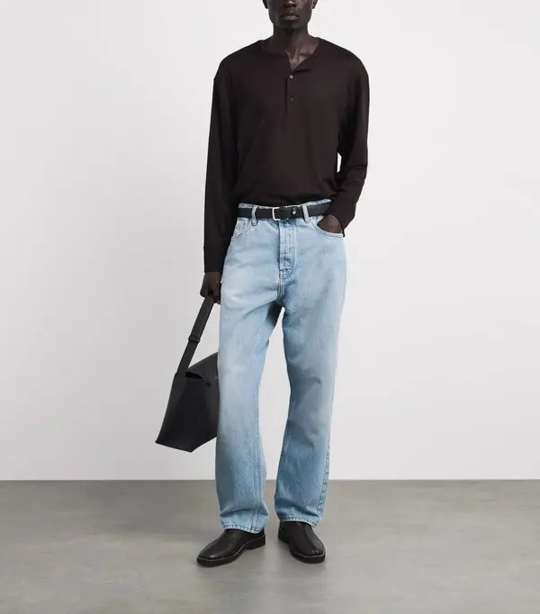 Studio Nicholson Riso Straight Leg Jeans In Raw Washed Denim - Blue