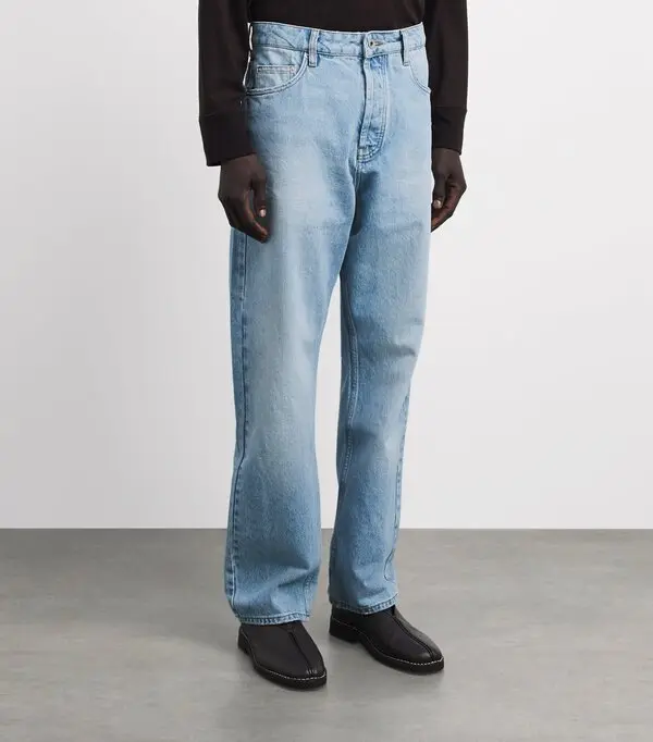 Studio Nicholson Riso Straight Leg Jeans In Raw Washed Denim - Blue