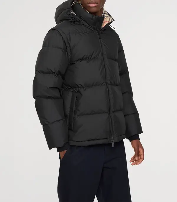 Burberry Detachable Sleeve Quilted Puffer Jacket With Drawcord Hem