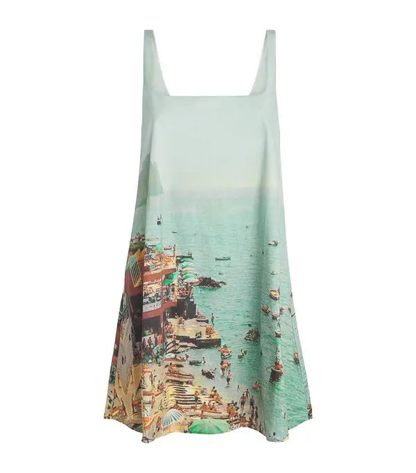 Staud Brio Mini Dress With Endless Summer Print - Green