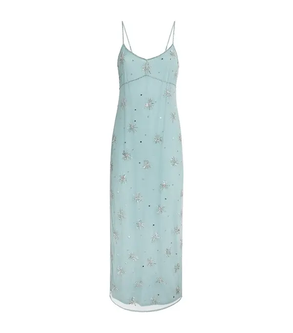 Staud Embellished Azzurra Midi Dress - Blue