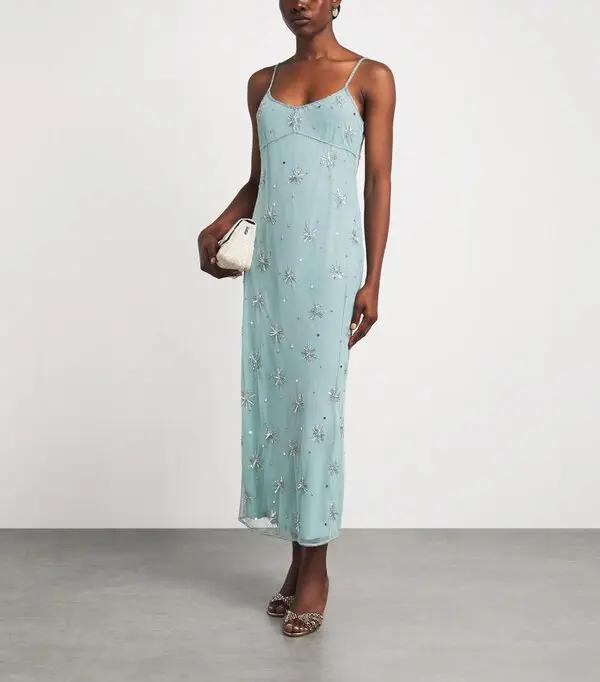 Staud Embellished Azzurra Midi Dress