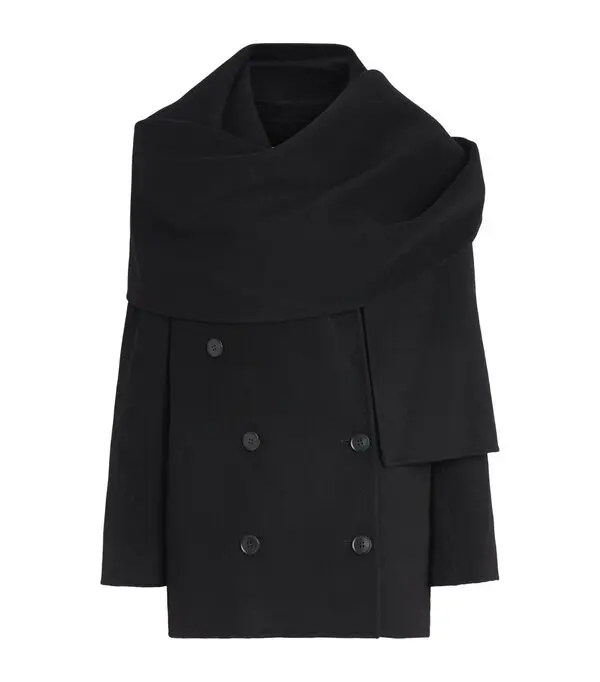 Camilla And Marc Memoria Wool-blend Coat With Scarf Neck - Black