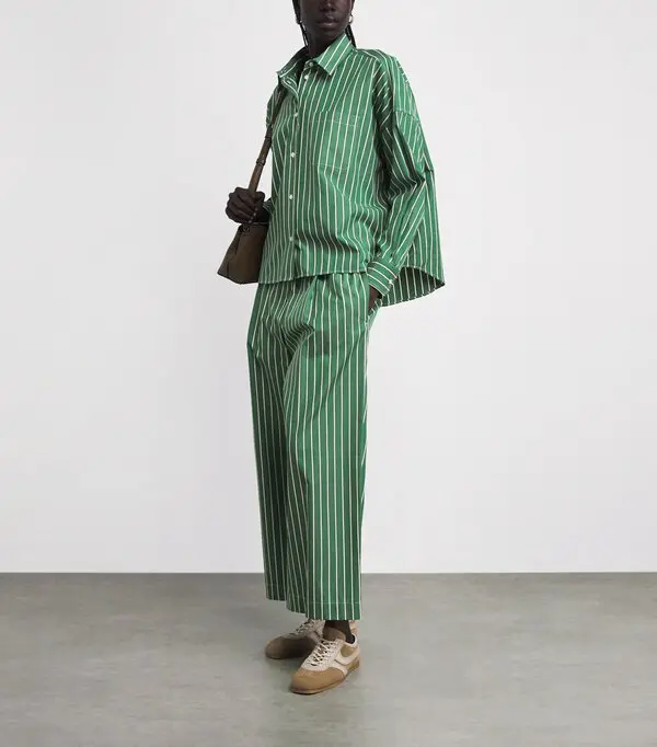 Max Mara Cotton Stripe Wide-leg Trousers
