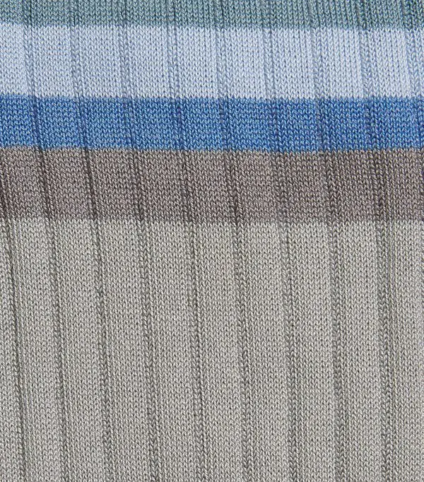 Paul Smith Ribbed Stripe Crew Socks - Blue