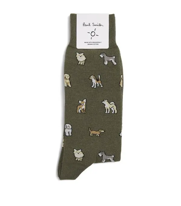Paul Smith Dog Patterned Crew Socks - Green