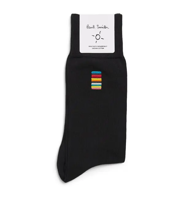 Paul Smith Embroidered Signature Stripe Socks - Black