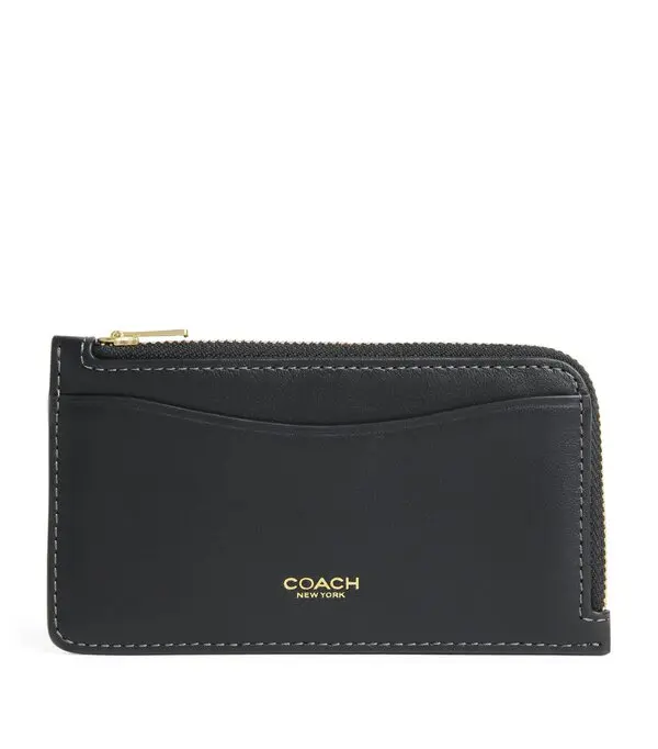 COACH Leather New York Card Holder - Black