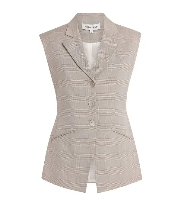 Veronica Beard Plaid Sleeveless Waistcoat